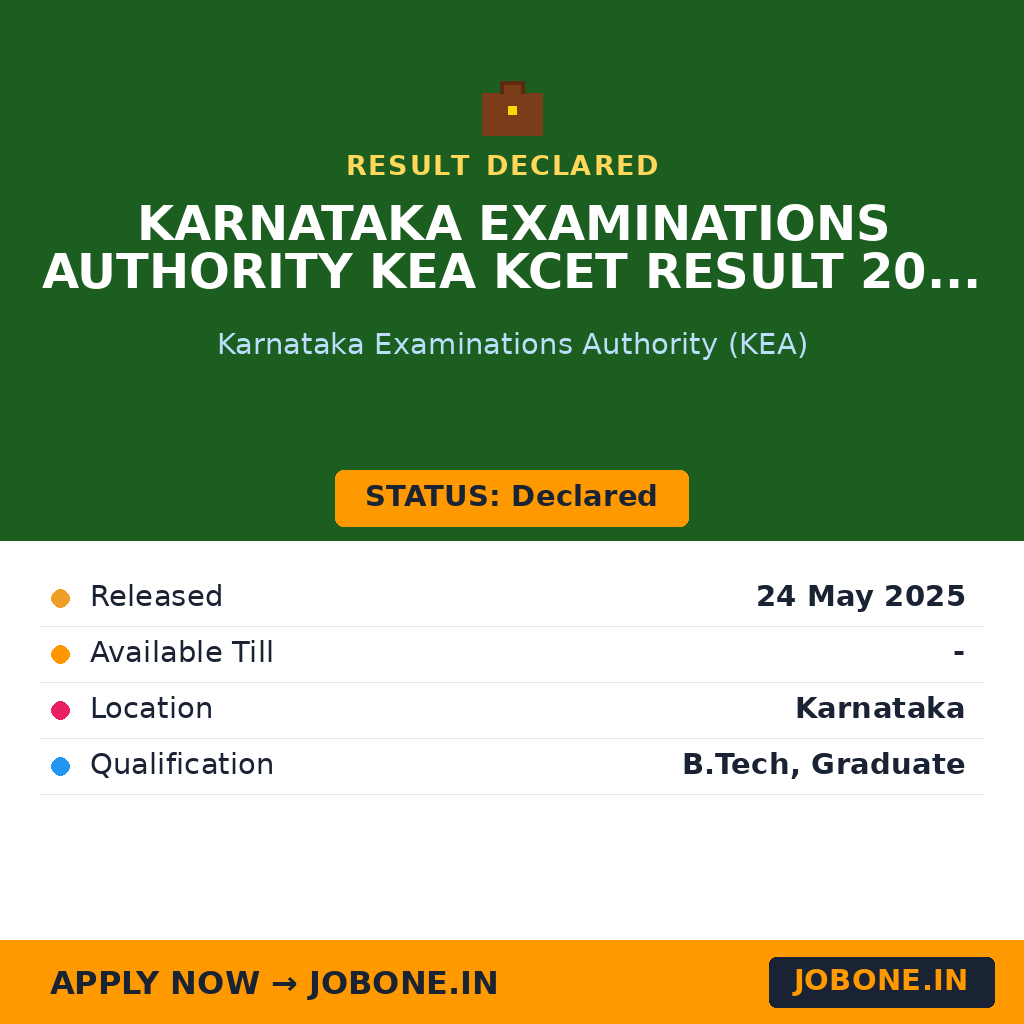 Karnataka Karnataka Examinations Authority KEA KCET | JobOne